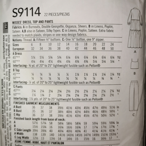Simplicity | Office | 2 Mccalls Sewing Patterns S914 M896 For Dress Top ...